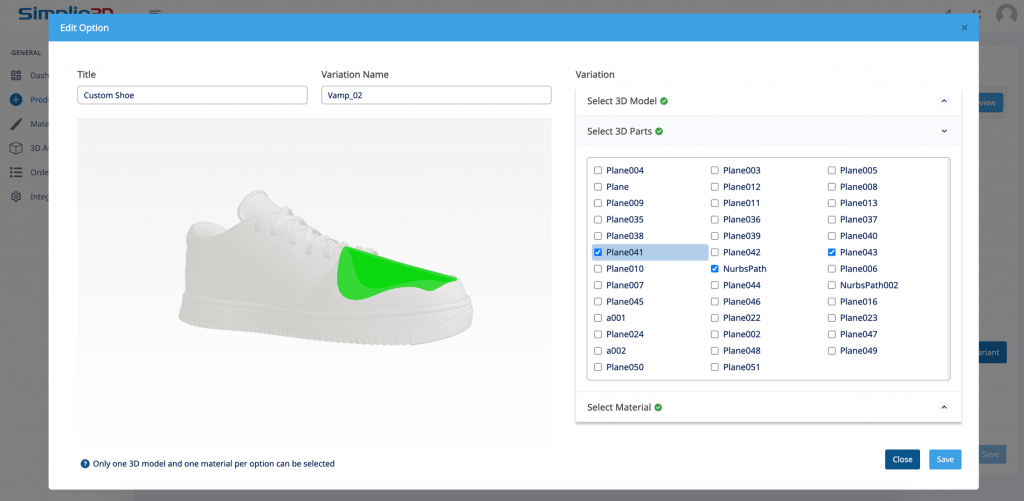3D Shoe Configurator - Simplio3D