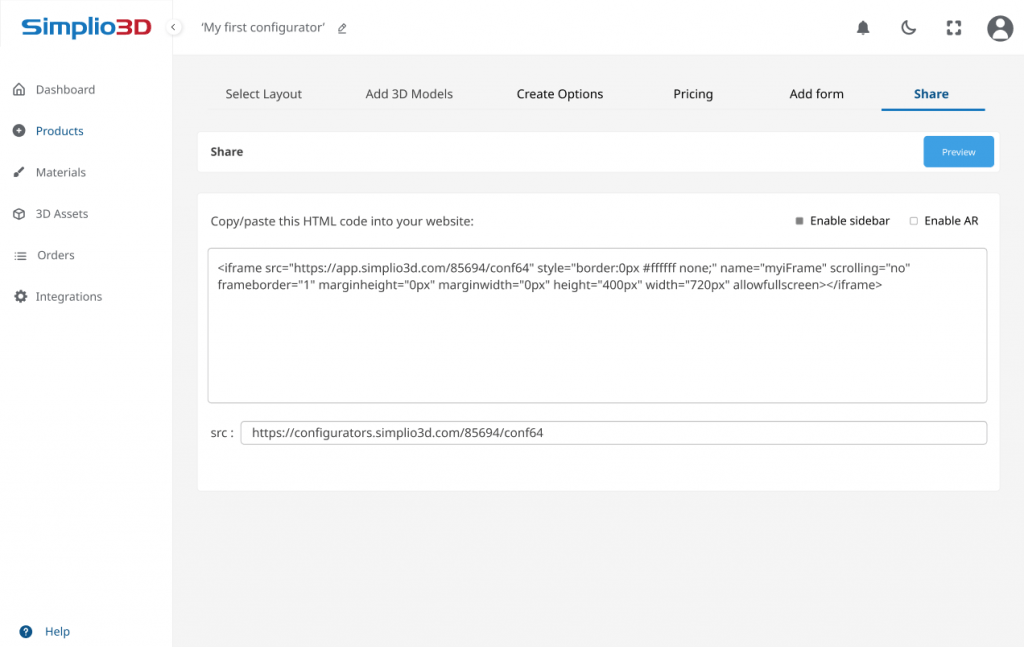 3D 产品查看器 | Simplio3D